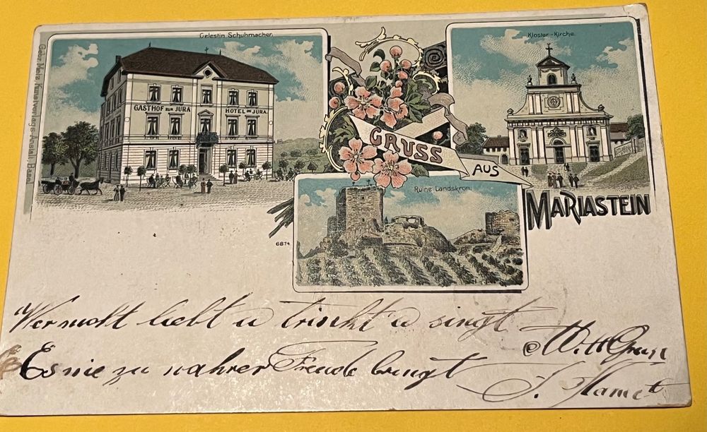AK Gruss aus Mariastein Gasthof Jura Klosterkirche um 1901 (Gebraucht ...