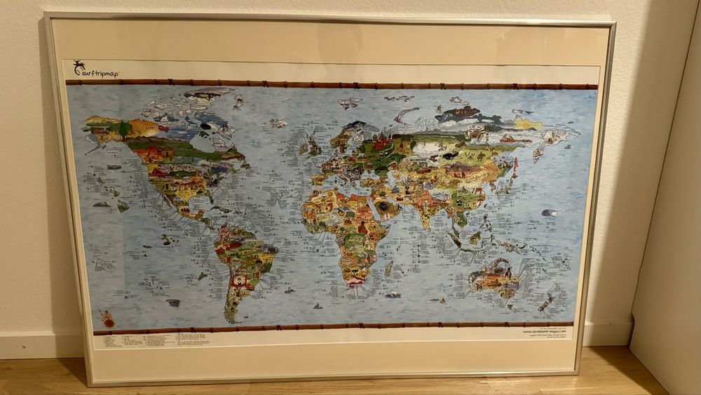 "Surf Trip" Weltkarte - gerahmt (Gebraucht) in Dornach für CHF 30 – nur Abholung auf Ricardo kaufen