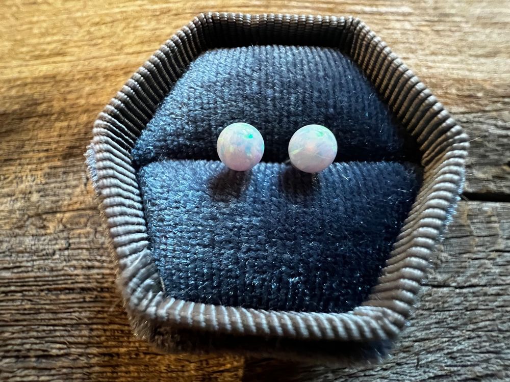 Milchopal Ohrstecker Kugeln Sterling Silver 925 - rund Opal | Kaufen auf Ricardo