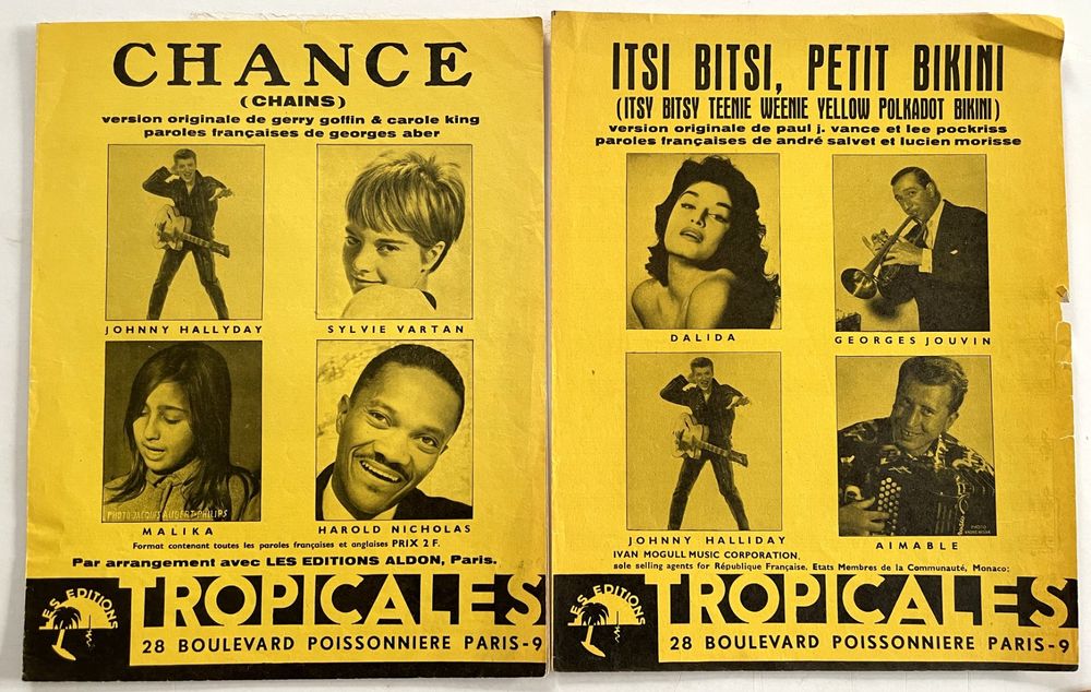 Johnny Hallyday - 2 Notenblätter / 2 partitions de musique (Gebraucht ...