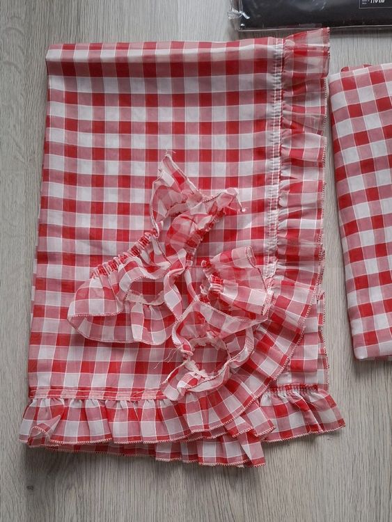 3 St Rustikale Vorhänge, Rot/Weiss kariert, Landhausstil (Neu (gemäss ...