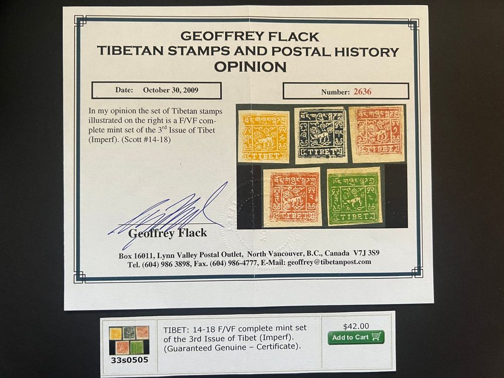 Tibet Stamps Geoffrey Flack Opinion (B128) (Gebraucht) in Hinwil für ...