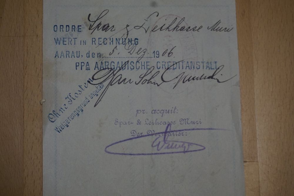 Alter Check Aargauische CA 1906 Aarau 28x11cm TOP !!!!!!!!!! | Kaufen auf Ricardo