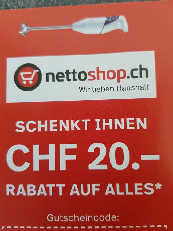 Gutschein nettoshop CHF 20.- Rabatt | Kaufen auf Ricardo