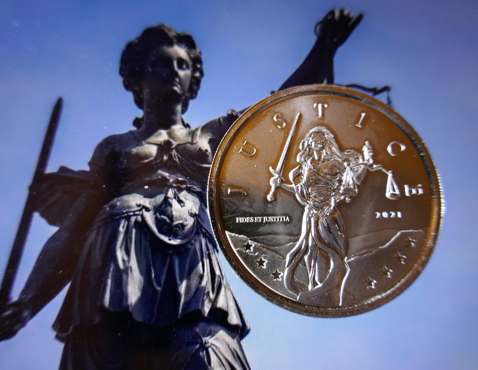 5 x 1 oz.Silber 999 JUSTICE- 2022 Gibr. (Neu (gemäss Beschreibung)) in ...