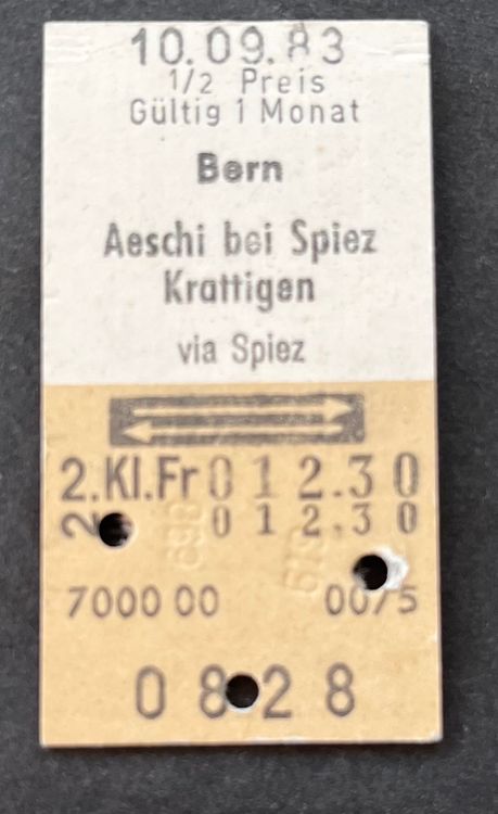 Bern Aeschi bei Spiez Krattigen via Spiez Billett 1983 | Kaufen auf Ricardo