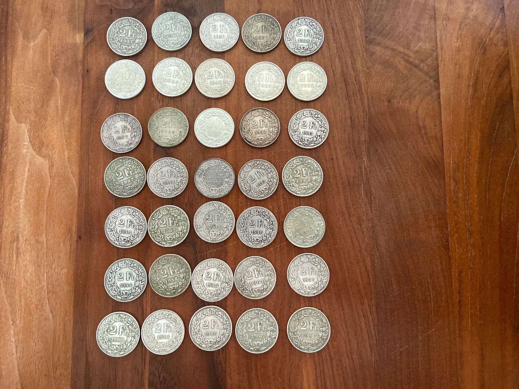 35 Stück 2 Franken Münzen Silber 1940-1967 (Gebraucht) in Zürich für ...