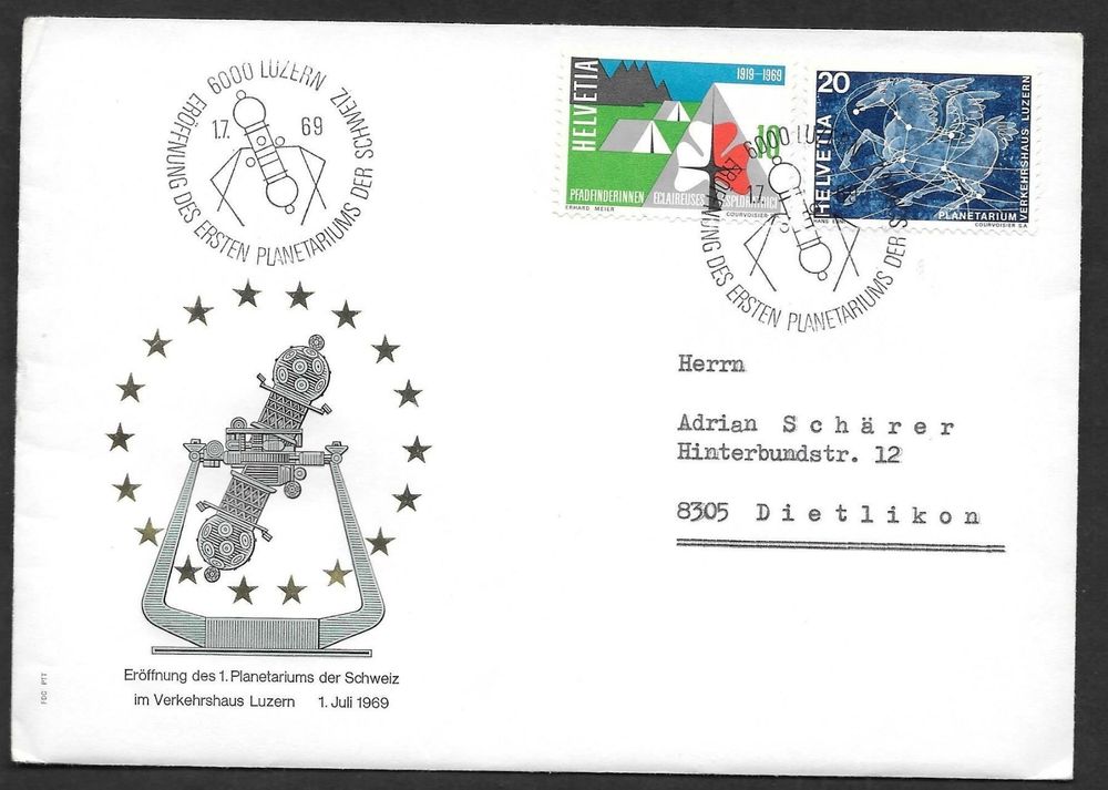 Sonderbrief S. 706 Eröffnung Planetarium Luzern 1.7.1969 | Kaufen auf Ricardo