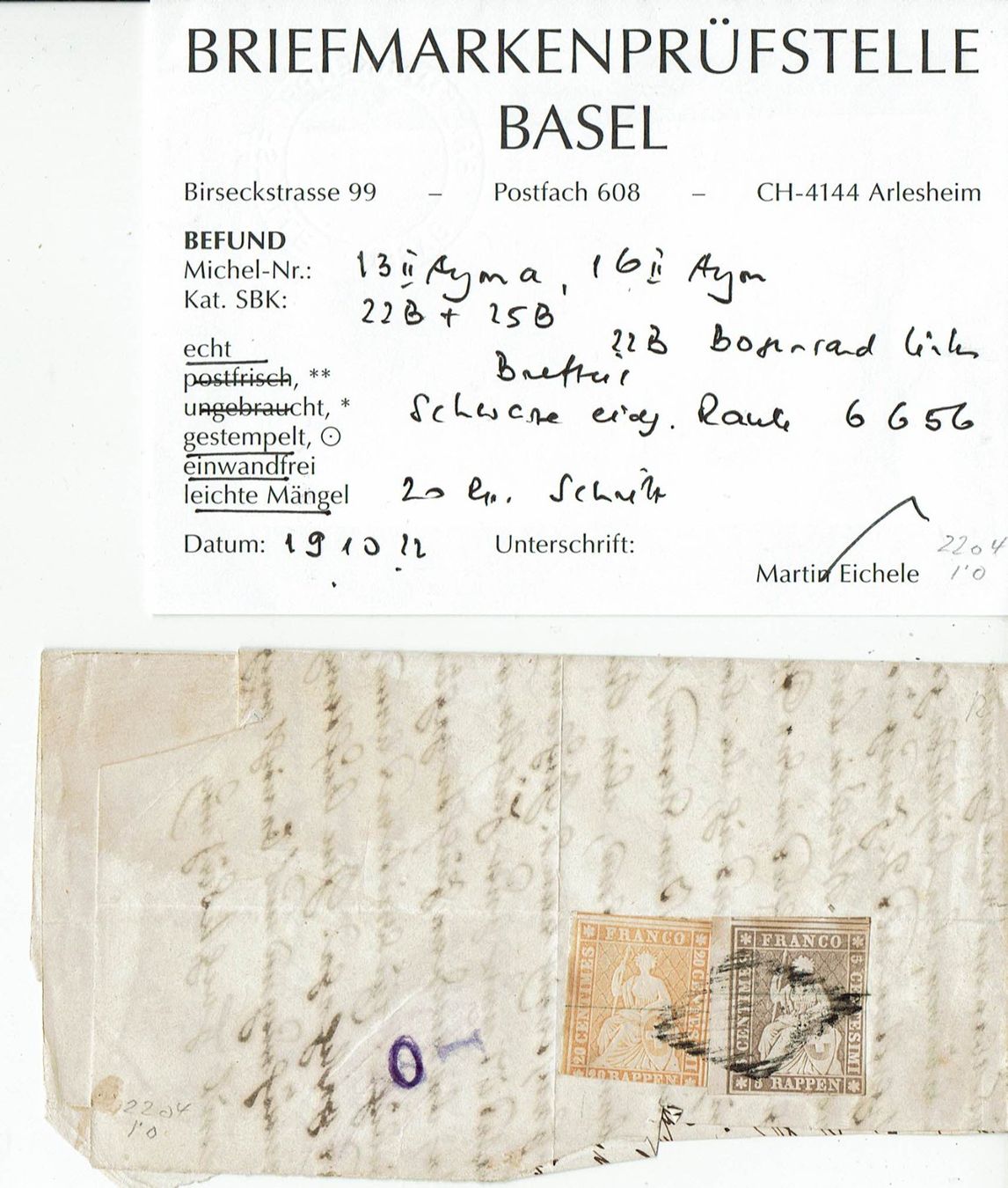 STRUBEL 25RP(22+25B/B1) BRIEFTEIL RTE BEFUND (Gebraucht) in Rüschlikon für CHF 30 – mit ...