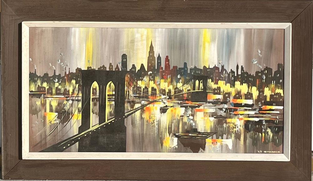 Edgar A. Stareck (1917-1989) New York City Ansicht Gemälde (Gebraucht ...