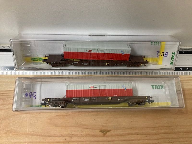 2er Set Trix N 15645-01 ÖBB Containerwagen Cargo Austria (Gebraucht) in ...
