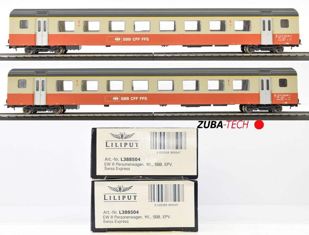 2x Liliput Personenwagen EW III A SwissExpress SBB H0 GS OVP (Neu (gemäss Beschreibung)) in St ...