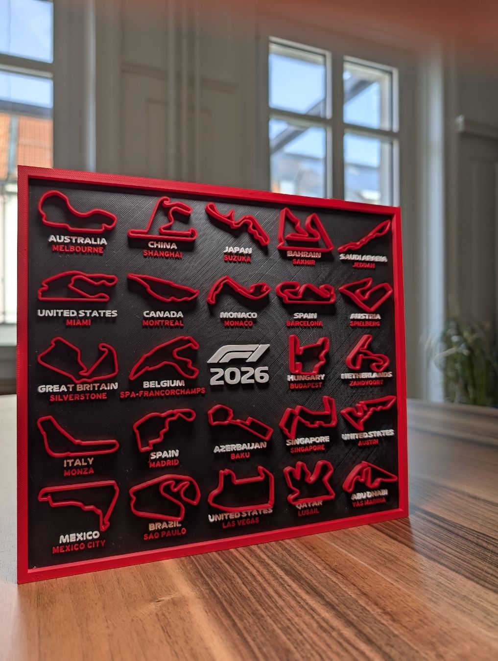 Formula F1 2026 Kalender 3D Print – Tracks & Länder –25×22cm (Neu ...