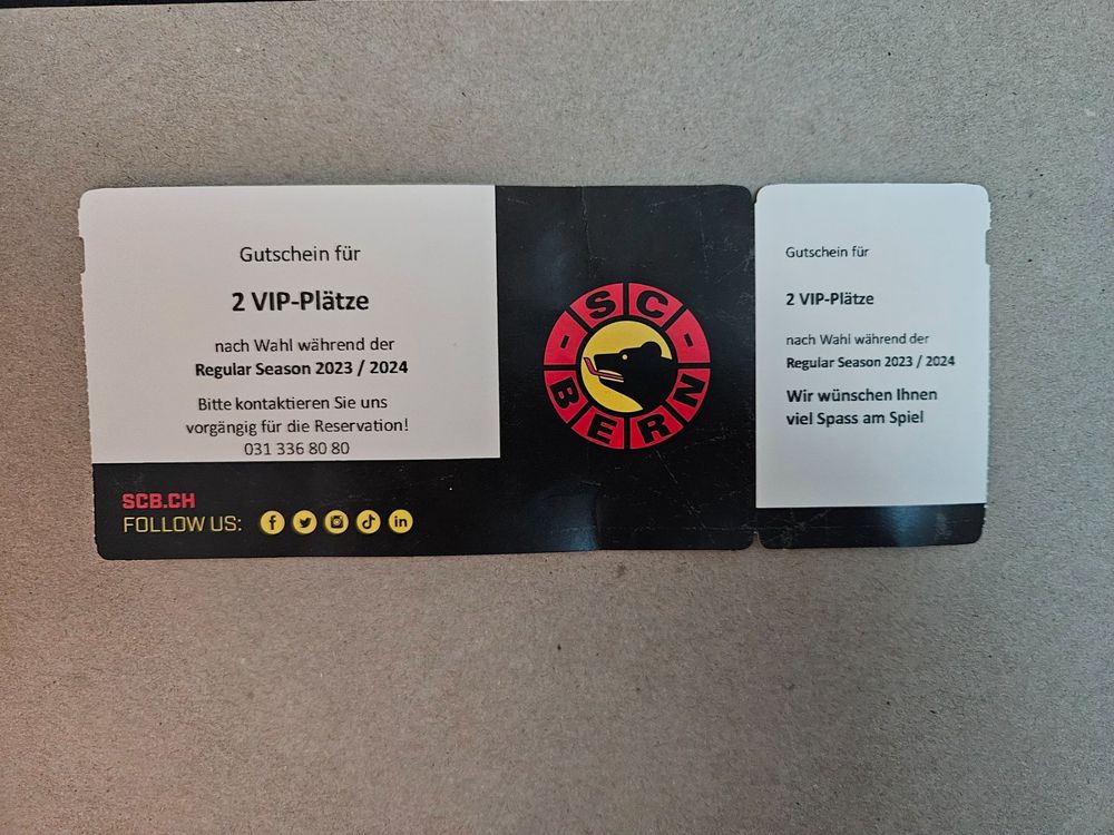 2 × SCB VIP TICKETS (Neu und originalverpackt) in für CHF 100 – mit ...