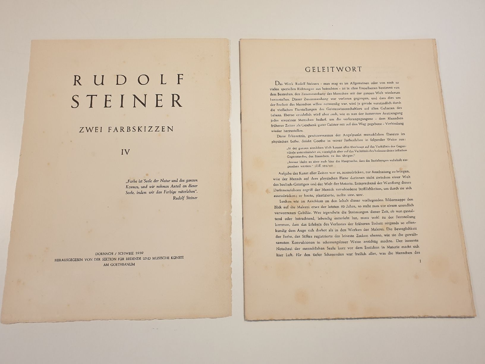 Rudolf Steiner - Zwei (1!) Farbskizzen IV, Ausgabe 1939 (Gebraucht) in ...