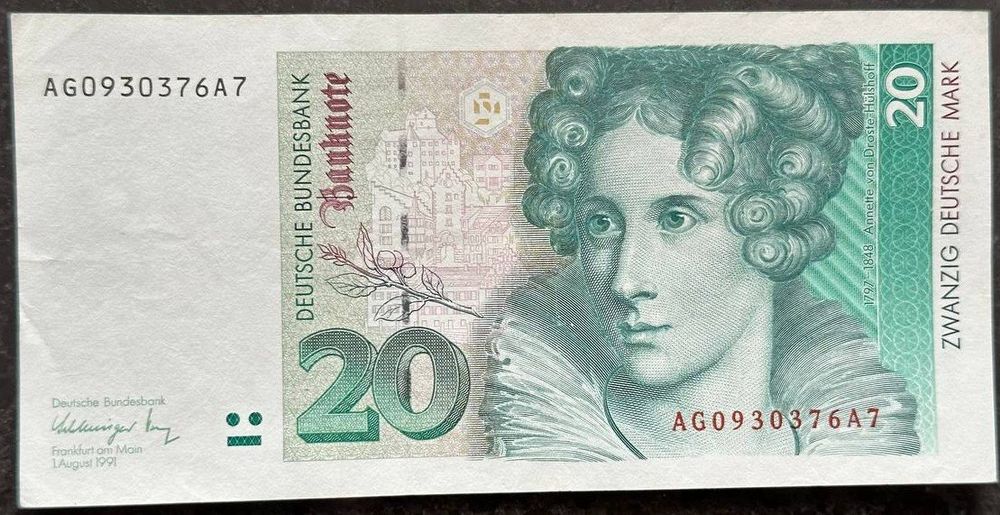 20 Deutsche Mark Banknote, Jahr 1991, Top Zustand! Selten (Gebraucht ...