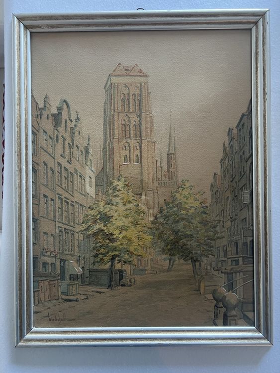 Aquarell Stadtansicht Altstadt Gemälde signiert ge | Kaufen auf Ricardo