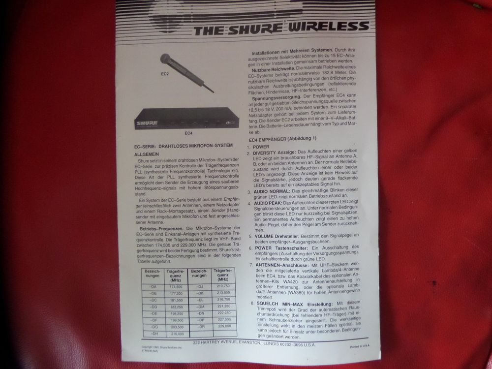 Shure SM 58 + EC4 + WL 84 Diversity Wireless Guter Zustand (Gebraucht ...