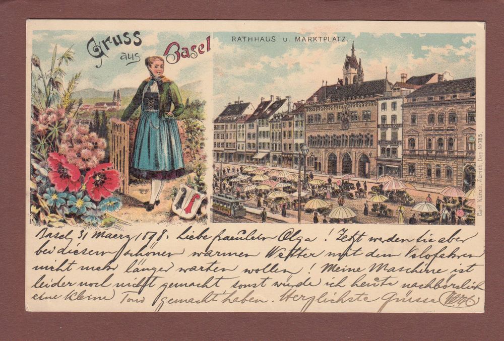Gruss aus BASEL - 2 Bilder Litho - 1898 (Gebraucht) in Pully für CHF 18 – mit Lieferung auf ...