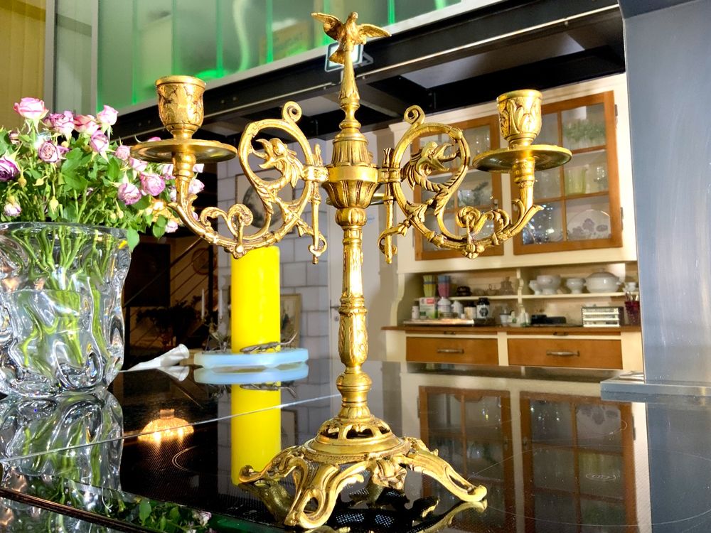 JUGENDSTIL KERZENHALTER BRONZE FEUER VERGOLDET FRANCE,1900 | Kaufen auf Ricardo