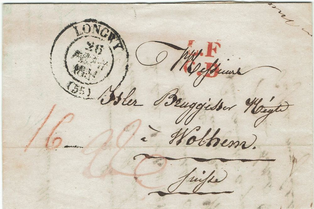 Frankreich 1841 Brief in die Schweiz (Isler) LF 6D Stempel (Gebraucht ...