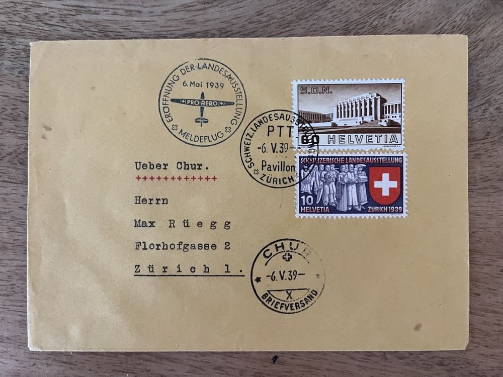 1939 Pro Aero Meldeflug LANDI CHUR (Gebraucht) in Sottens für CHF 2 – mit Lieferung auf Ricardo ...