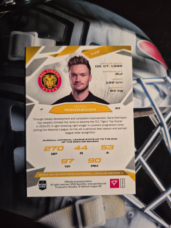 Dario Rohrbach SCL Tigers 2025/26 Sportzoo Blue (Gebraucht) in Treiten ...