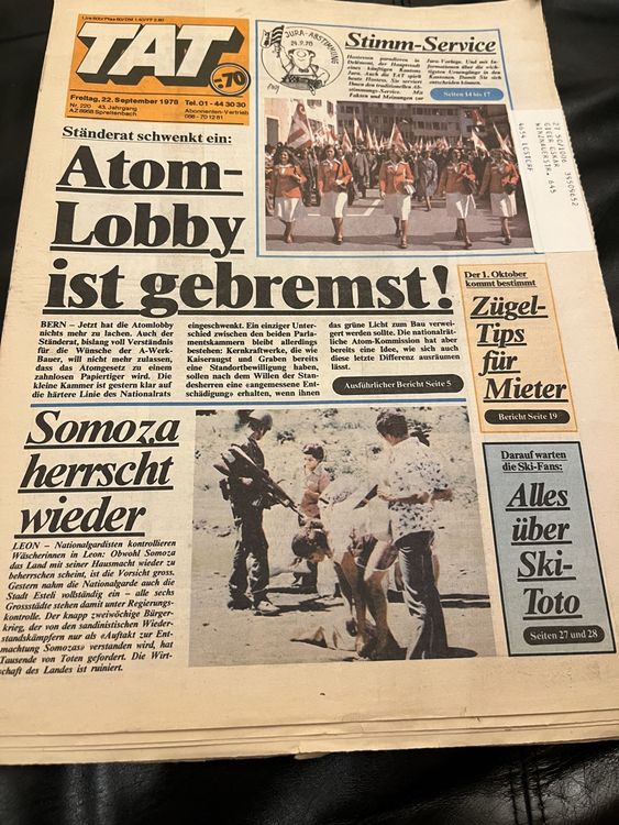TAT/22.Sept.1978/ Atom Lobby gebremst/Jura Abstimmung | Kaufen auf Ricardo