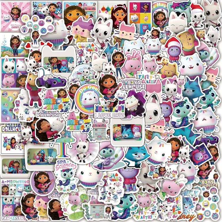 100 Stk. Sticker Aufkleber - Gabby's Puppenhaus Girls (Neu und ...