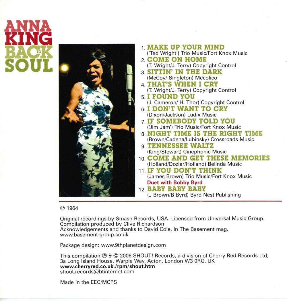 Soul-CD: Anna King "Back to Soul"(Shout 24) (Gebraucht) in Hochfelden ...