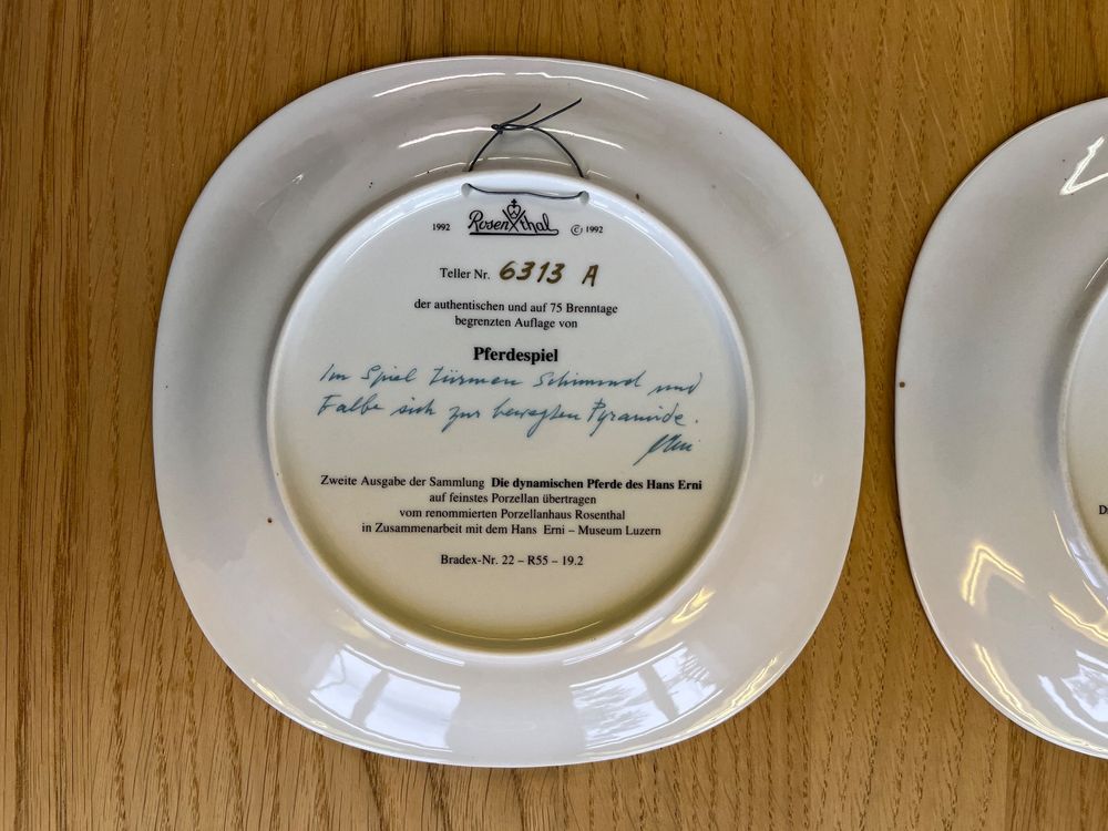 Sammler Teller Hans Erni Rosenthal Pferde Kunst Geschirr (Gebraucht) in Netstal für CHF 49 – mit ...