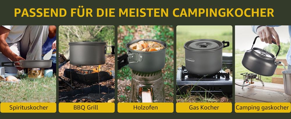 Camping Kochgeschirr Set, Alu Outdoor Geschirr Set Kochtopf | Kaufen ...