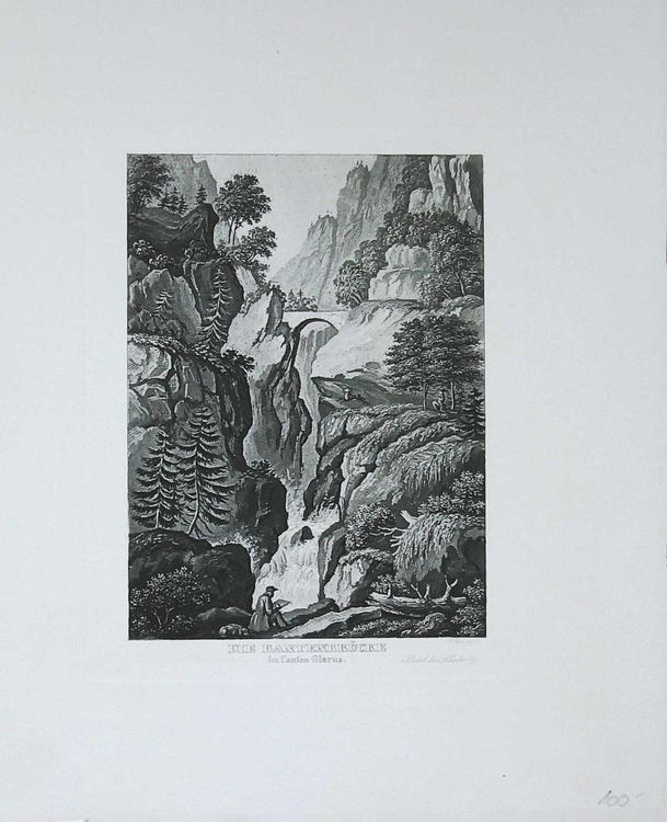 Pantenbrücke Glarus Aquatinta von Schabelitz | Kaufen auf Ricardo