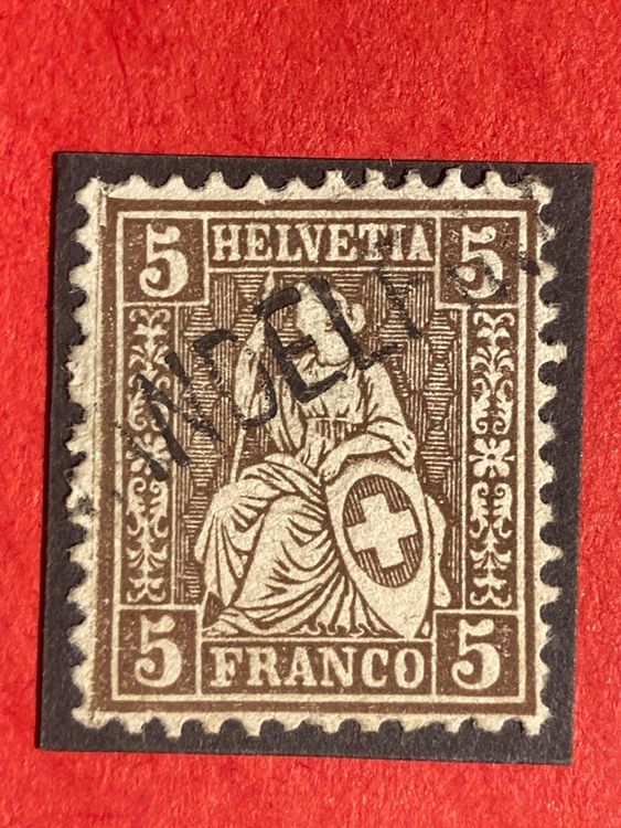 Schweiz 5 Rp. sitzende Helvetia Balken ANDELFINGEN (Gebraucht) in Liestal für CHF 2 – mit ...