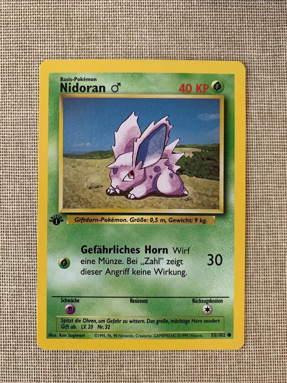 Pokemon Nidoran 1. Edition Base Set Deutsch 55/102 (Gebraucht) in ...