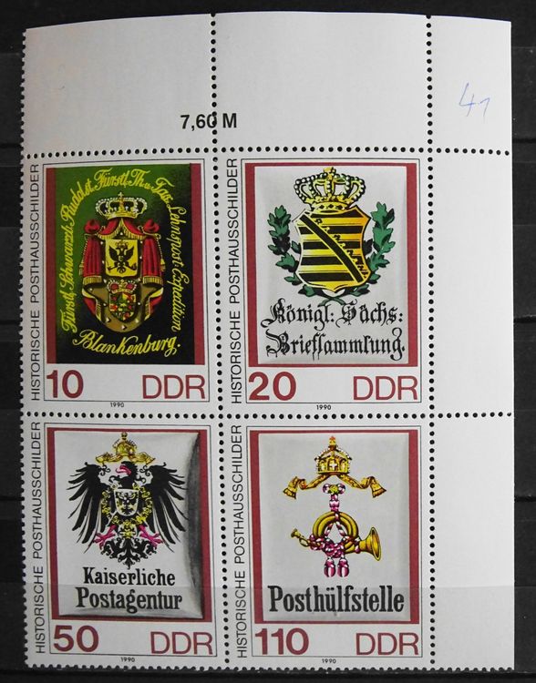DDR 1990, 4er Block **postfrisch (Neu und originalverpackt) in Haslen GL für CHF 0.8 – mit ...
