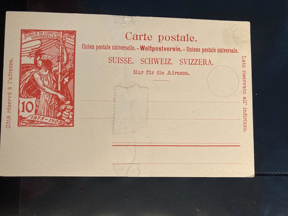 Schweiz 1900 10 Rp Ganzsache UPU 25 J. ungebraucht (Gebraucht) in Liestal für CHF 1 – mit ...