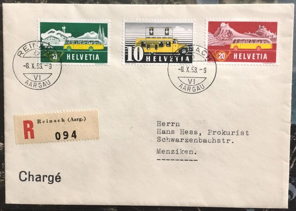 Combo-R-FDC vom 8. 10. 1953, ZNos. 314, 315 und 276 (Gebraucht) in Belp für CHF 39 – mit ...