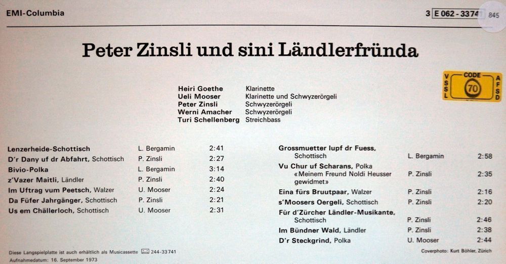 Peter Zinsli und sini Churer Schwyzerörgeli Fründa (Neu (gemäss ...