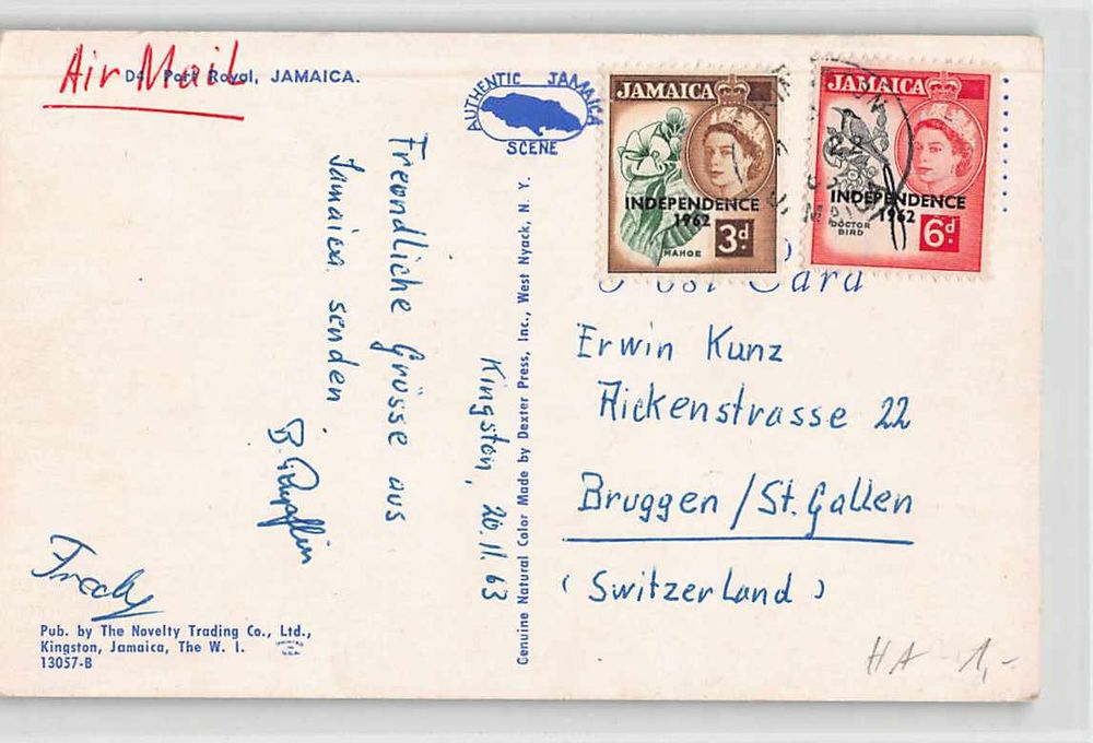 EXOTISCHE Ansichtskarte JAMAICA INDEPENDANCE (Gebraucht) in Lufingen für CHF 2.5 – mit Lieferung ...