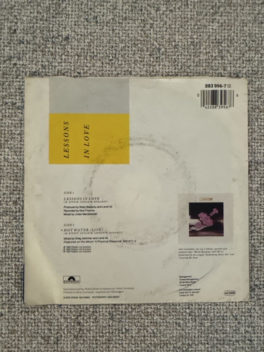 Level 42 – Lessons in Love 7" Single Rarität (Gebraucht) in Rorbas für ...