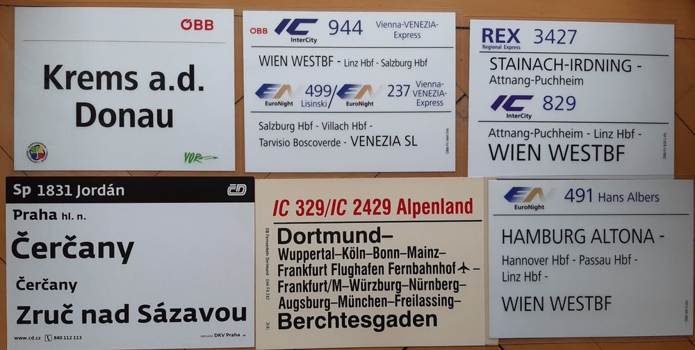 6 Zuglaufschilder DB EN REX ÖBB CD Eisenbahn (Gebraucht) in Luzern für ...