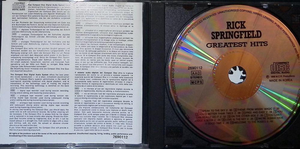 Greatest Hits - Rick Springfield (Gebraucht) in Russo für CHF 2.5 – mit ...