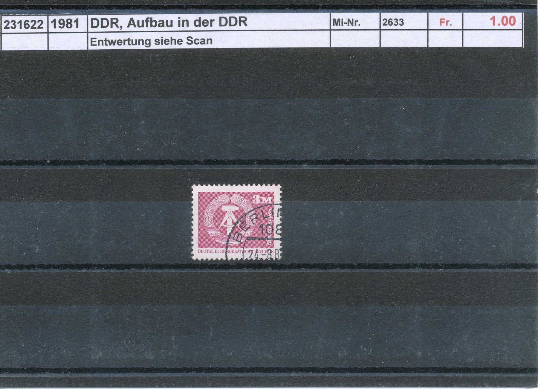 1981 DDR, Aufbau in der DDR, gestempelt (Gebraucht) in Winterthur für ...