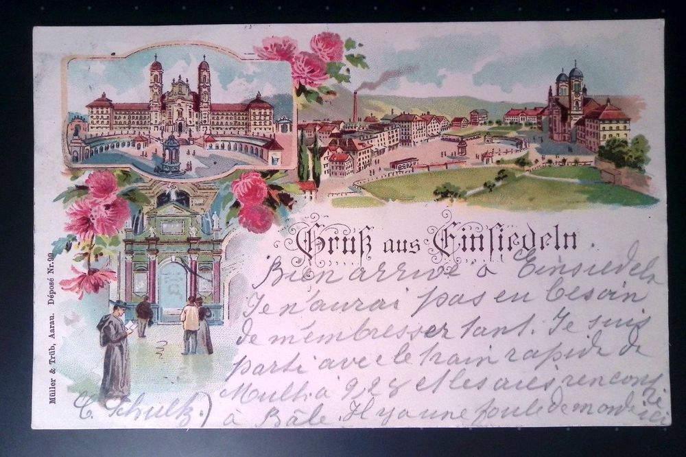 Einsiedeln Gruss aus.. Litho. 3 Bild AK gel 1899 | Kaufen auf Ricardo