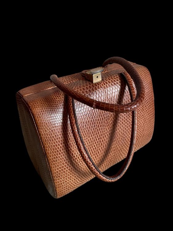 Art Deco Lizard Skin Leather Light Brown Swagger Hand Bag | Kaufen auf ...