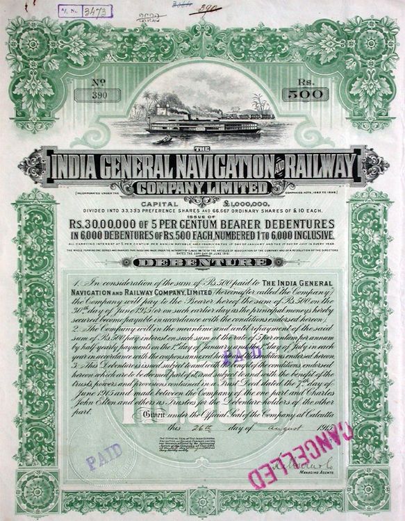 India General Navigation & Railway Company, Calcutta - 1915 | Kaufen auf Ricardo
