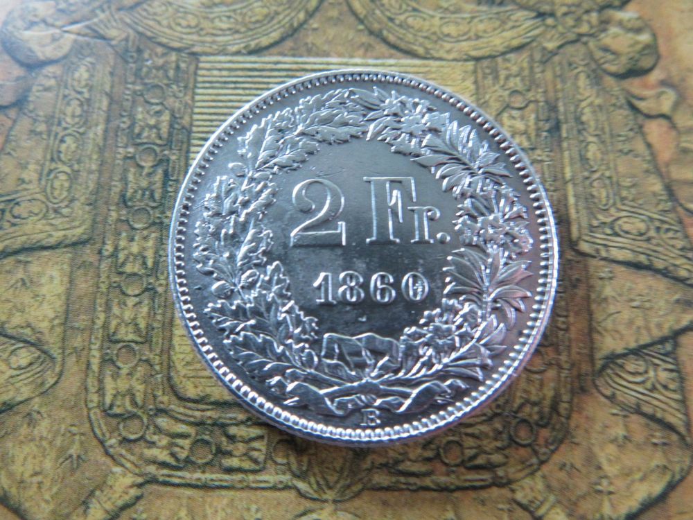 2 FRANKEN 1860 SCHWEIZ AG 800 SILVER (Gebraucht) in châtelaine für CHF 215 – mit Lieferung auf ...