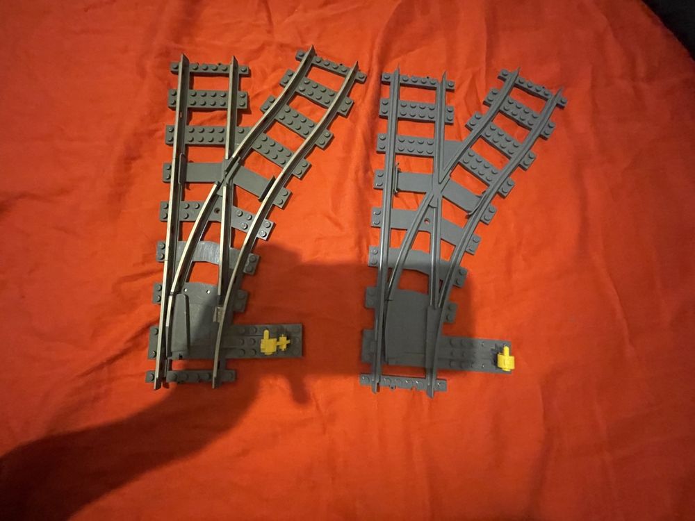 2x Rails aiguillages LEGO Train 9V droites (Neu (gemäss Beschreibung ...