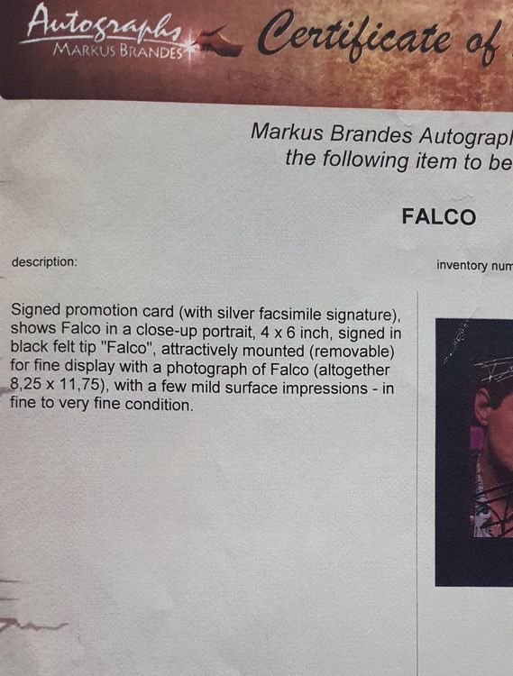 FALCO Original Autogramm (Neu (gemäss Beschreibung)) in Feldbach für ...